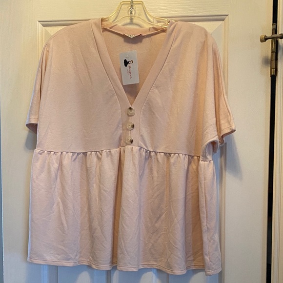 ANDREE BY UNIT | Tops | Andree By Unit Light Pink Vneck Peplum Blouse ...